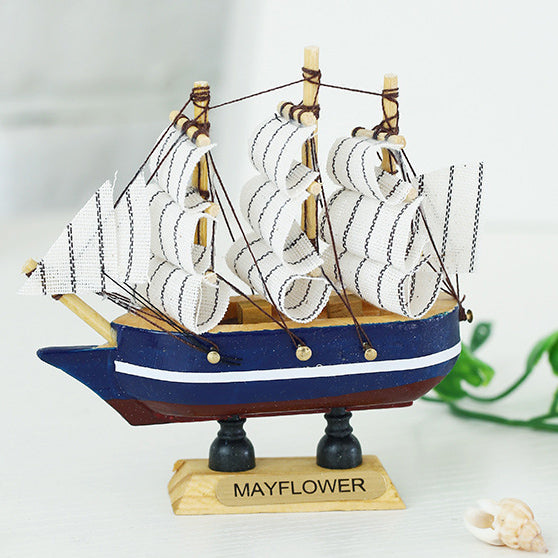2Pcs Wooden Sailing Ship Model Handmade Wood Crafts Nautical Decor for ...